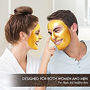 Blackhead Remover Mask, 3-in-1 Peel off Face Mask with 24K Gold Serum & Silicon Brush,24K Gold Facial Mask For Deep Cleansing Blackhead, Whitehead, Pores, Acne, Oil, Peel Mask Black Mask(80g+20ml)