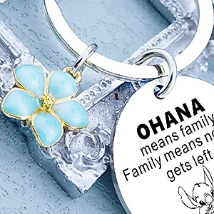Stitch Gifts for Daughter Son Stich Birthday Gift Ohana Means Family Cute Keychains Gifts for Boys Girls Gift for Best Friend Stocking Stuffers for Teen Cartoon Accessories, Silver