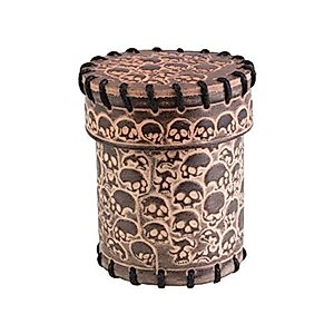 Q-Workshop Skull Beige Leather Dice Cup