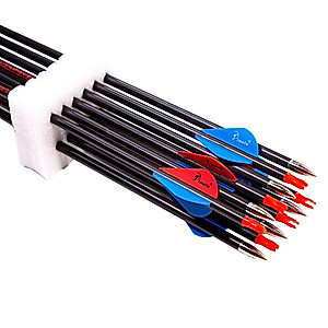 QunYing Archery Carbon Arrow 28 29 30 inch 300 340 350 400 Spine Practice Hunting Arrows for Compound Recurve Bow 12PCS-29 400 Spine