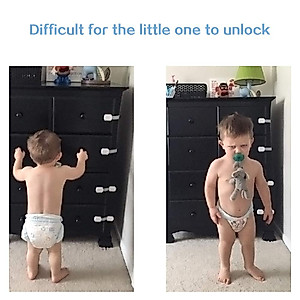 Child Safety Locks(6 Pack), Tinabless No Tools or Drilling -Adjustable Size/Flexible -Adhesive Furniture Latches for Baby Proofing Cabinets, Drawers, Appliances, Toilet Seat, Fridge, Oven & More