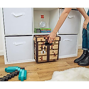 Minecraft Crafting Table 13-Inch Storage Bin Chest With Lid | Foldable Fabric Basket Container, Cube Organizer With Handles, Cubby For Shelves, Closet | Home Decor Essentials, Video Game Gifts