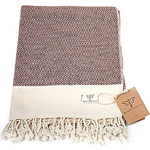 SMYRNA TURKISH COTTON Vintage Series Throw Blanket| 50 x 60 in 100% Cotton| Large Wearable Cozy Blanket |Made in Turkey|Machine Washable|Premium Luxury Bath Towel & Picnic Rug - Orange