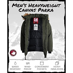 CANADA WEATHER GEAR Men's Winter Coat - Heavyweight Teflon Canvas Parka Jacket (M-XXL), Size XX-Large, Olive Green