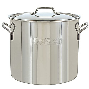 Bayou Classic 1440 40-qt Economy Stainless Kettle Features Heavy Duty Welded Handles for Secure Handling Domed Lid Perfect For Large Batch Cooking of Soups Stews Chili and Gumbo