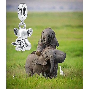MZC Jewelry Elephant Charm for Pandora Bracelets Mother Daughter Bead for Women