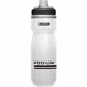 CamelBak Podium Chill Insulated Bike Water Bottle - Easy Squeeze Bottle - Fits Most Bike Cages - 21oz, White/Black