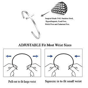 Memgift Inspirational Cross jewelry Bible Verse Bracelet Stainless Steel Cuff Bangle Christian Jewellery Gifts for Women