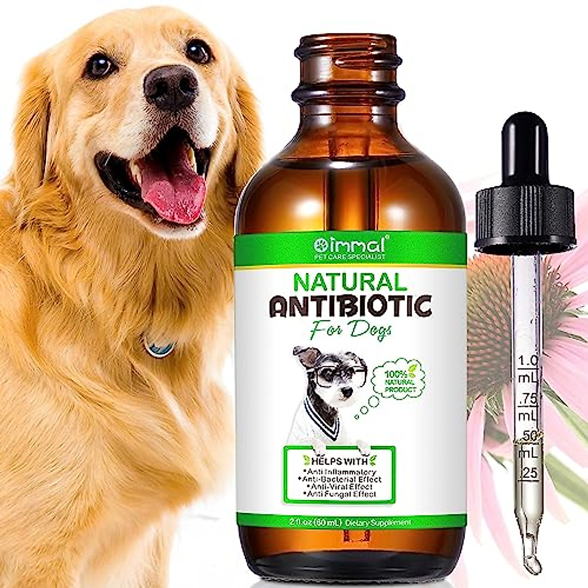 Natural Antibiotics for Dogs(2.02 Oz), Supports Dog Allergy Relief, Dog Multivitamin, Dog Antibiotic, Pet Antibiotics, Dog Itch Relief, Drops for General Strengthening, for All Breeds & Sizes