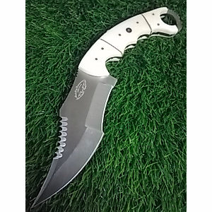 Handmade Hunting Knife 420C Stainless Camel Bone 9.5" Steel Knife for Men Knife Camping Hiking Fishing Steel Knife Real Black G10 Black Sheath Best EDC Camping Knife