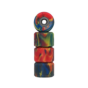 Teak Tuning Apex 61D Urethane Fingerboard Wheels - Mini Shorty Shape, 6.6mm Diameter - ABEC-9 Stealth Bearings - Made in The USA - Tie Dye Swirl Colorway