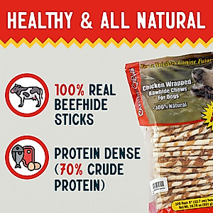 Canine Chews 5" Chicken Twist Sticks - Pack of 125 U.S.A. Sourced Chicken Wrapped Rawhide Dog Treats - Grain-Free & All-Natural Chicken Sticks for Dogs - Protein-Dense Chicken Wrapped Dog Treats