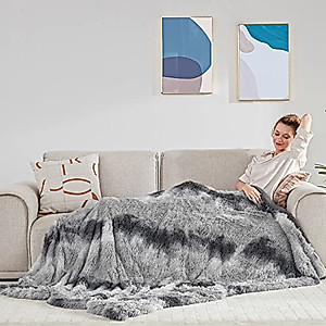 BEAUTEX Faux Fur Throw Blanket, Soft Sherpa Fluffy Blankets, Warm Thick Plush Flannel Blanket, Luxury Fuzzy Blankets for Room Decor, Shaggy Comfy Blanket for Couch Sofa Bed Grey, 50x 60