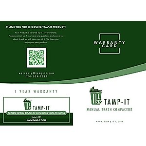 TAMP-IT Mighty Mini Manual Trash Compactor Frees Up Space in Bins, Receptacles, Dumpsters Reduce Trips to Dispose Trash Cost Effective (18" - 7 1/2" D)