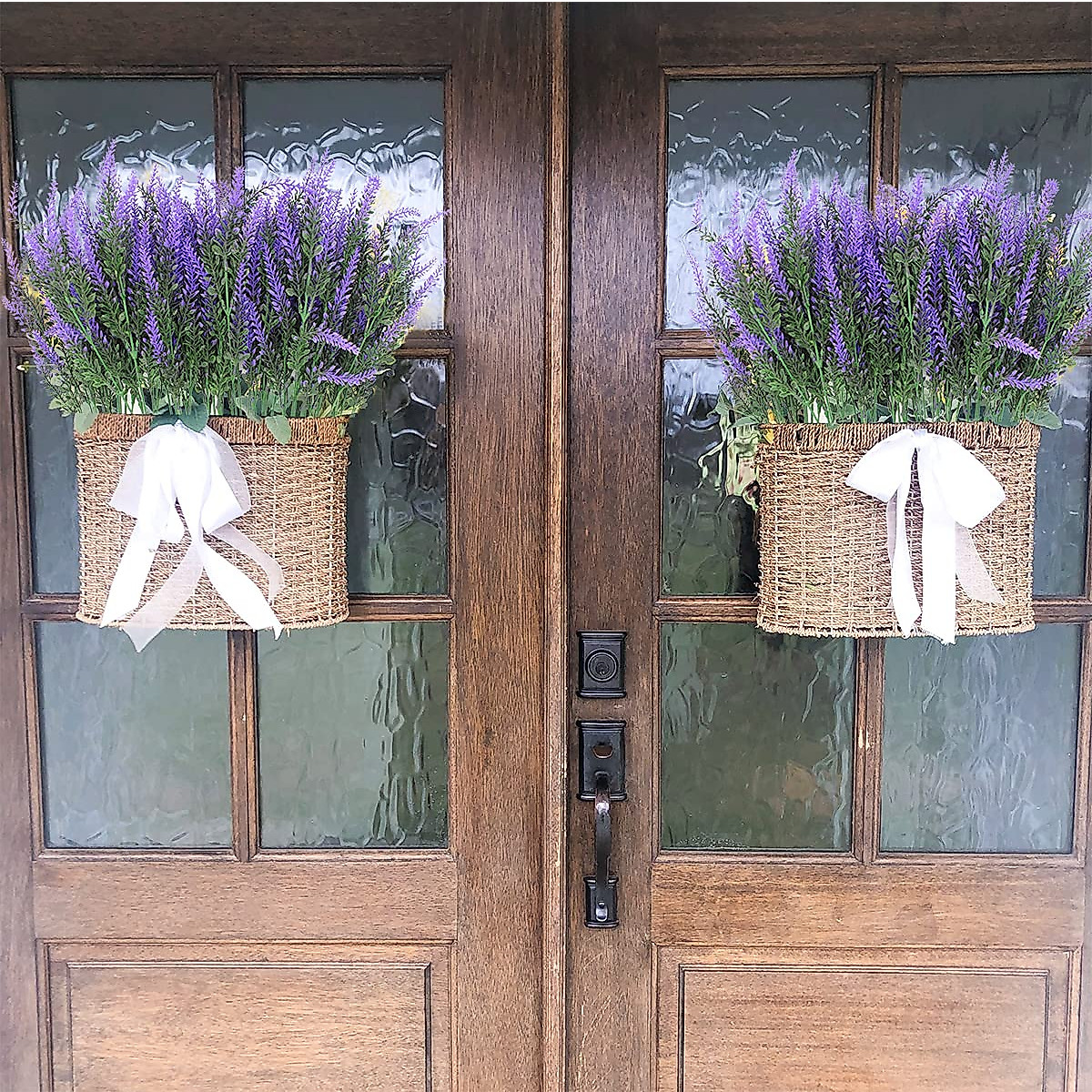 10 Bundles Artificial Lavender Flowers Outdoor Fake UV Resistant Shrubs Faux Plastic Plants for Indoor Outdoors Home Office Garden Porch Window Box Hanging Wedding Decorations