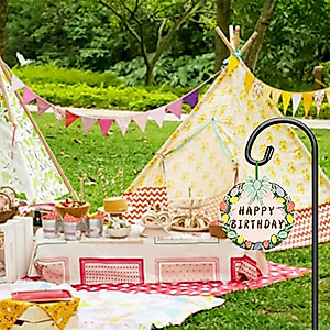 Gtongoko 32 Inch Adjustable Shepherds Hook 4 Pack Matte Black, Outdoor Garden Hook for Lanterns, Adjustable Height 21 to 32 Inch