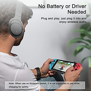 SZMDLX Bluetooth 5.0 USB-C Audio Transmitter, 3.5 mm Mic for Voice Chat Support, Plug and Play for PS5 / PS4 / Other Devices, PC, Black