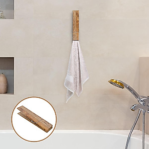 Cabilock 2pcs 12 Inches Jumbo Clothespins with Adhesive Wooden Clothespins Towel Holder Clothes Clips with Spring for Wall Bathroom Laundry Room Nursery Kitchen Decor