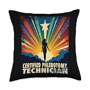 CERTIFIED PHLEBOTOMY TECHNICIAN Gifts Certified Phlebotomy Technician Funny Female Hero Job Women Throw Pillow, 18x18, Multicolor