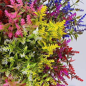 STYLIFING 12 Bundles Artificial Flowers, UV Resistant No Fade Fake Flowers Outdoor Faux Lavender Plastic Plants for Garden Porch Window Box Décor