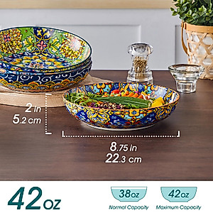 vancasso Pasta Bowls, 42 oz Ceramic Salad Bowls of 4,Large Corlorful Serving Bowls for Kitchen, Dishwasher & Microwave Safe Soup Bowls, Pasta Plates