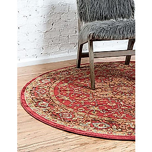 Unique Loom Sahand Collection Area Rug - Ardashir (5' 3" Round, Red/Light Blue)