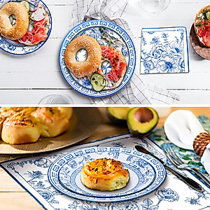 180PCS Blue White Floral Party Supplies Serve 60, Blue Flower Party Paper Plates and Napkins Kit for Bridal Baby Shower Wedding Tea Party Decorations, Includes Dinner Plates, Dessert Plates, Napkins