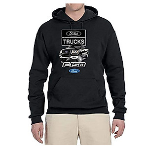 Ford Trucks Vintage Legend Built Tough Cars and Trucks Unisex Graphic Hoodie Sweatshirt, Black, X-Large