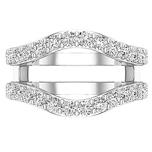 Dazzlingrock Collection 1.75 Carat (ctw) Round Lab Grown Diamond Ladies Wedding Enhancer Guard Double Ring, 18K White Gold, Size 6