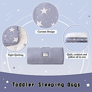 Wowelife Star Nap Mat for Kids, Toddler Nap Mat for Boys and Girls, Napping During Daycare or Preschool, Kids Rolled Nap Mats with Removable Pillow and Fleece Blanket, Soft Microfiber