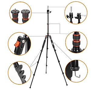 GEX 59" Mannequin Tripod Multifunction Stand Canvas Block Training Doll Manikin Head Wig Stand for Cosmetology Hairdressing (Black)