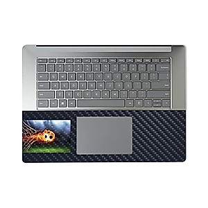 MightySkins Carbon Fiber Skin Compatible with Microsoft Surface Laptop 5 15” Full Wrap Kit - Flaming Soccer Ball | Protective, Durable Textured Carbon Fiber Finish | Easy to Apply | Made in The USA