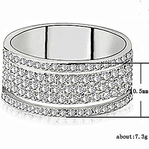 Gixaxak 925 Sterling Silver Cubic Zirconia Eternity Engagement Wedding Bands Wedding Ring Anniversary Eternity Bands 3 Band Width Rings CZ Engagement Bridal for Women 6