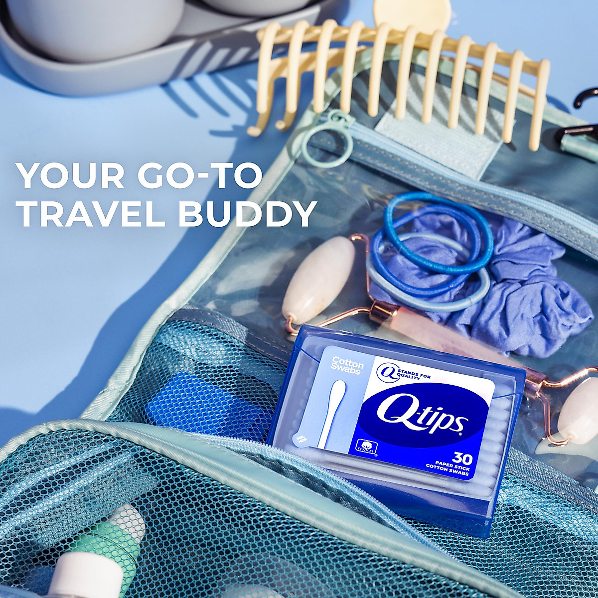 Q-tips Swabs Travel Pack,30 Count, Pack of 1 blue