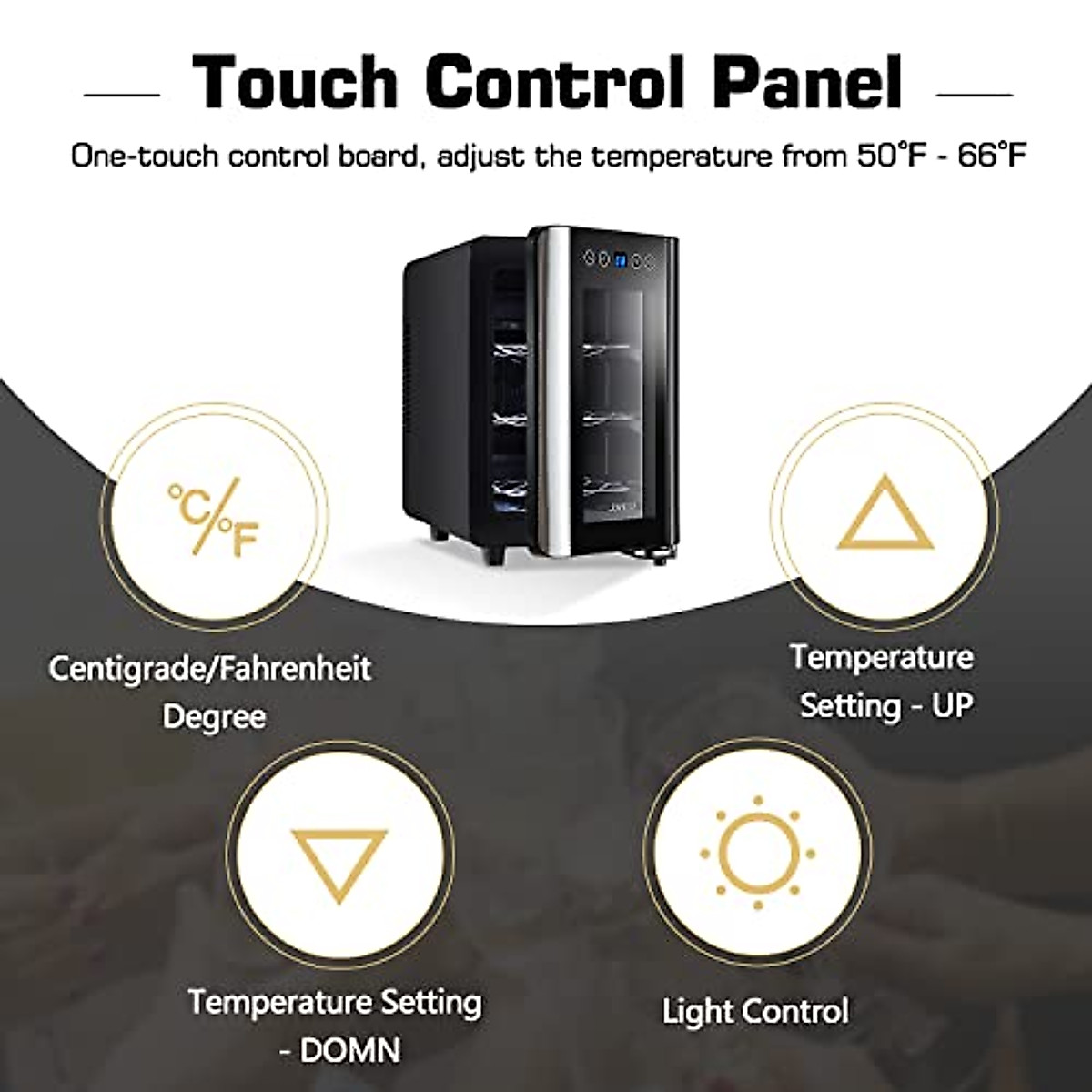 Jointco Thermoelectric Cooler 6 Bottle, Freestanding Wine Cooler, 48F-64F, For Red & White Wine…