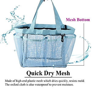 Haundry Mesh Shower Caddy Tote, Large Shower Caddy Bag for College Dorm Room Essentials, Bathroom Organizer with 8 Pockets for Beach Swimming Camp Gym