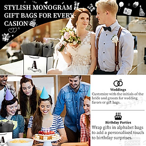 ysmile Letter Gift Bag with Wrapping Tissue for Men Women, 12" Large White Black Paper Bag for Birthday Anniversary - Single A