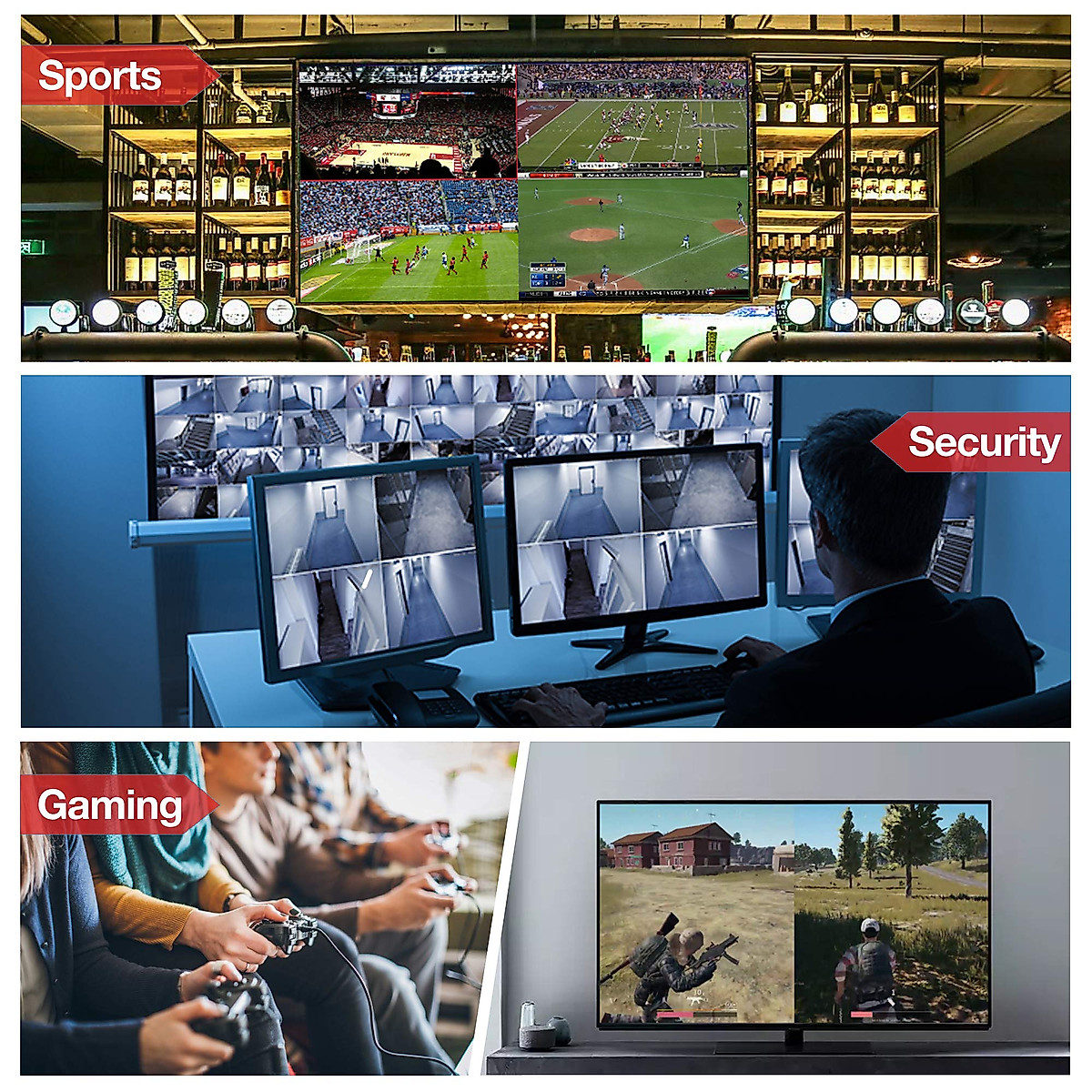 Expert Connect 4 Ports Quad HDMI Multi-Viewer/Screen Divider/Switch | 1080p @ 60Hz | 5 Viewing Modes