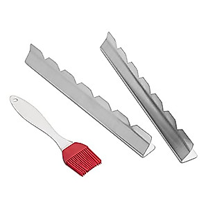 Poztiv BBQ Kebab Skewer Rack. Stainless Steel. Use with any BBQ. Cook or grill food evenly. No more Sticking or Burning on griddle. Includes sillicone Basting Brush.