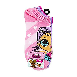 L.O.L. Surprise! Girls' Big LOL Surprise 5 Pack No Show, Pink/Purple/Multi, Fits Sock Size 9-11 Fits Shoe Size 4-10.5