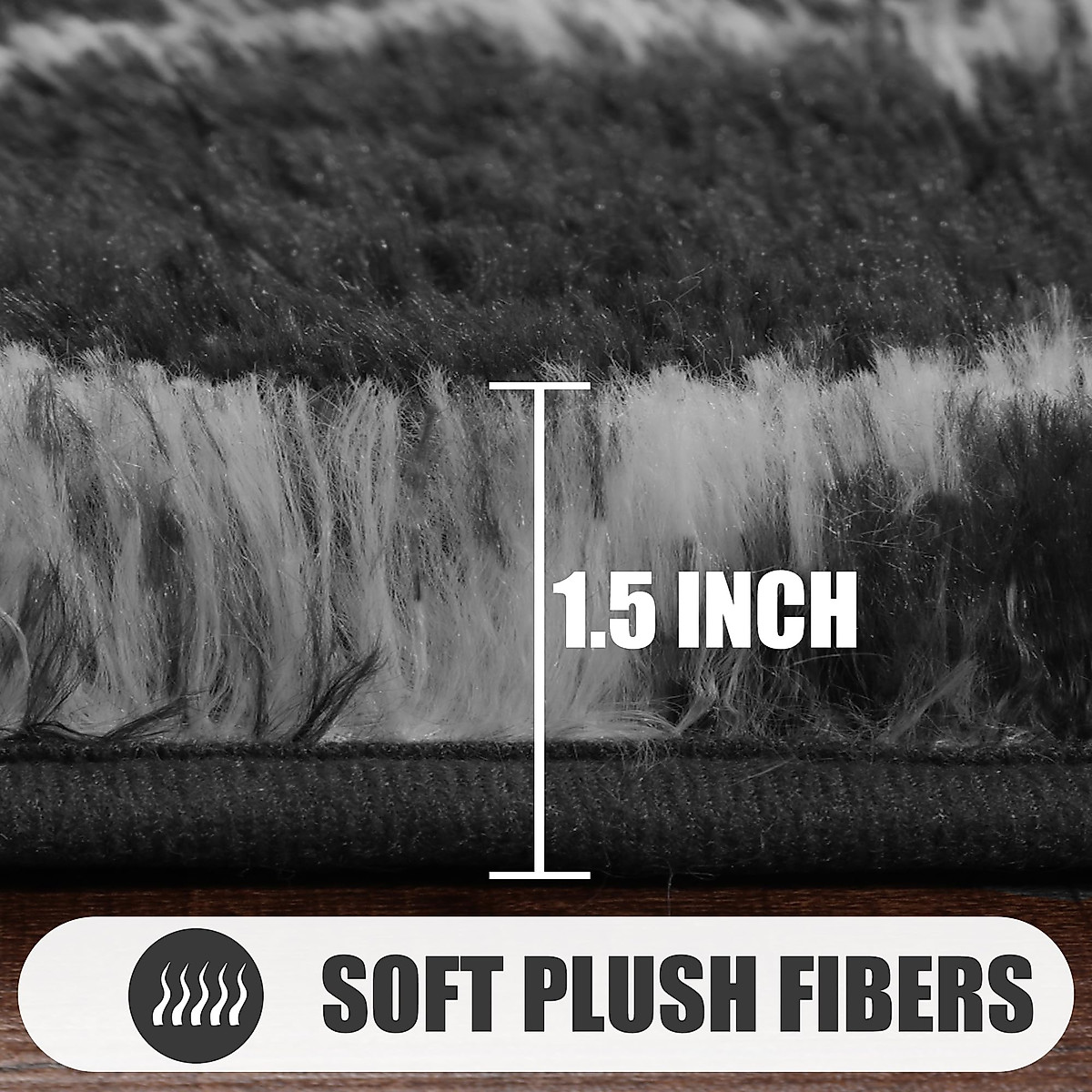 ONASAR Geometric Area Rug 5x7, Dark Grey and White Rugs for Bedroom, Modern Shag Fluffy Rug for Living Room, Classroom, Playroom, Office, Dorm, Kids Nursery, Cool Bedside Rug, Thick Fur Carpet