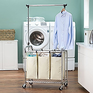 Household Essentials Commercial 3-Bag Laundry Sorter with Clothes Rack