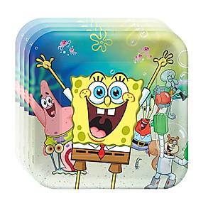 Spongebob Birthday Party Supplies Bundle Pack includes Paper Plates - 24 Count