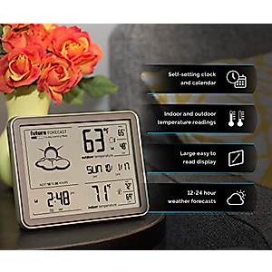 AcuRite 75077A3M Self-Learning Forecast Wireless Weather Station with Large Display and Atomic Clock, Black