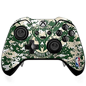 Skinit Decal Gaming Skin Compatible with Xbox One Elite Controller - Officially Licensed NBA Milwaukee Bucks Camo Digi Design