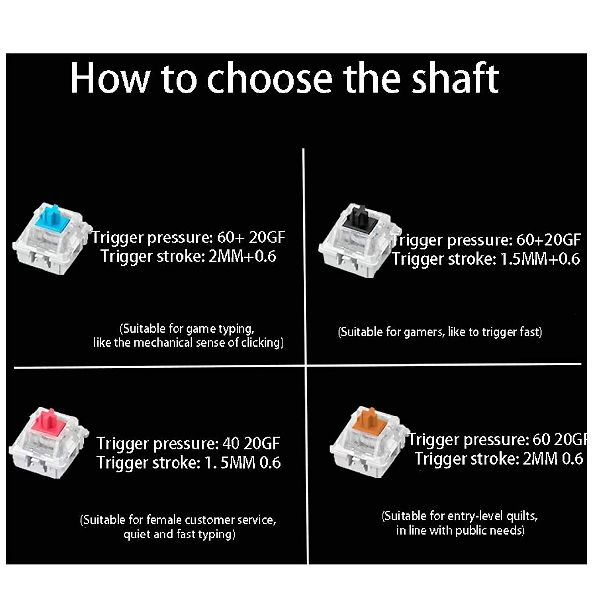 ARCH Wired Gaming Keyboard with Detachable Wrist Rest 108 Keys Mechanical Keyboard and Mouse Combo for Windows, iOS, Android, Computer Desktop PC Laptop (Color : C, Size : Black Shaft)