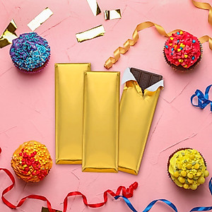 Tanlade 200 Pcs Chocolate Candy Wrappers Aluminum Foil Candy Bar Wrappers with Thick Paper Backing Foil Sheets for Food DIY Candies Wrapping Packing Gifts, 7.5 x 6 Inch (Gold)