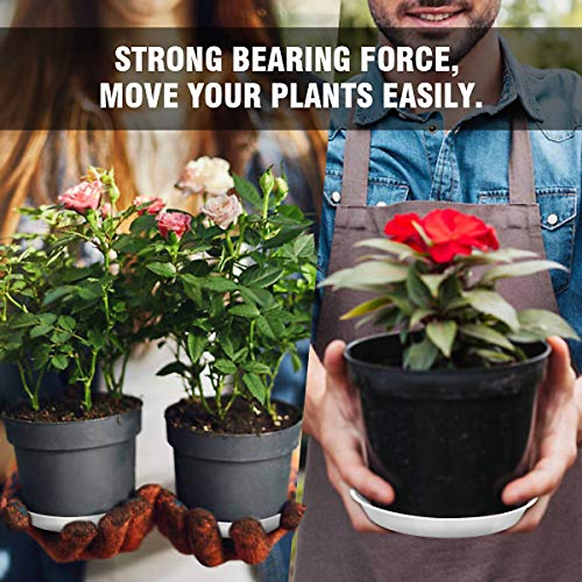 UPMCT 6 Pack Plant Saucer, 4 6 8 10 12 Inch Durable Plant Tray Flower Pot Saucer Round Pallets for Indoors and Outdoor, Plant Container Accessories (10 Inch, White)