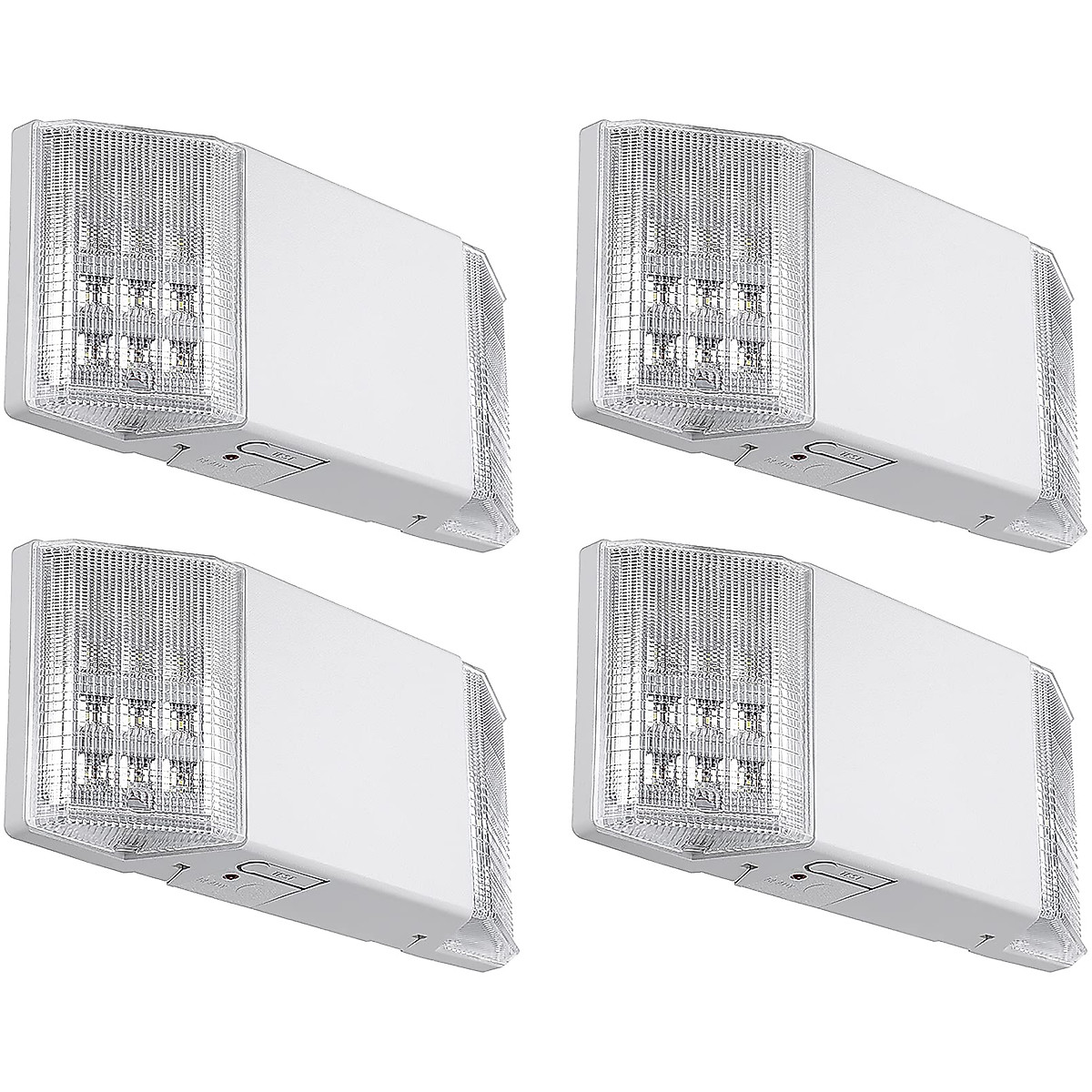 TORCHSTAR LED Emergency Lighting, Commercial Emergency Lights with Battery Backup, UL Listed, Two Heads, AC 120/277V, Hardwired Emergency Exit Light Fixture for Business, Home Power Failure, Pack of 4