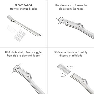 Tweezerman Eyebrow Razor with 3 Replacement Blades and Safety Cap